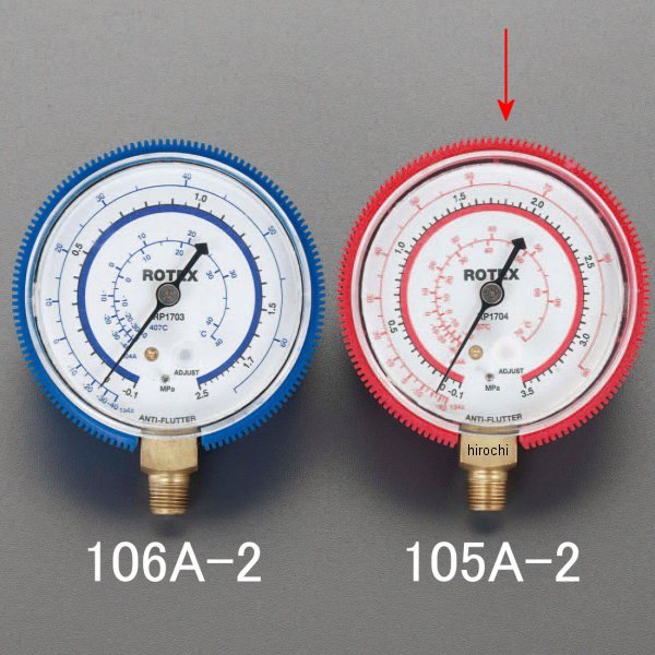 圧力範囲：-0.1から3.5MPa(高圧)ゲージ径：φ68mm取付ねじ：1/8"NPT適用冷媒：R134a、R404A、R407Cゼロ調整ねじ付衝撃防止カバー付000012077036　