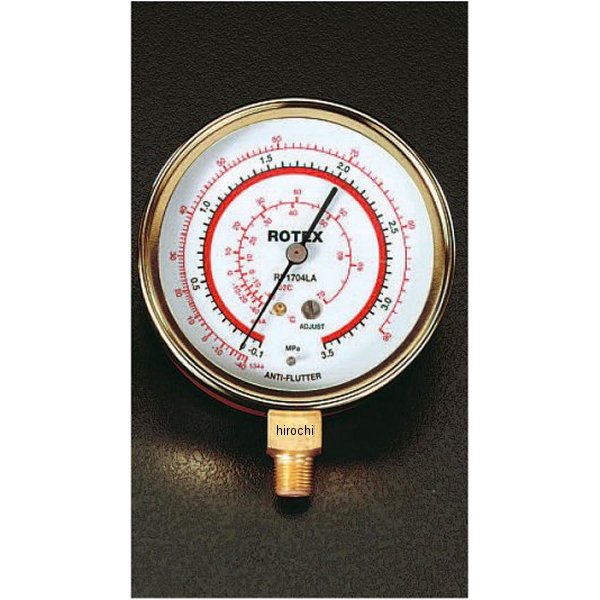 ゲージ径：φ80mm取付ねじ：1/8"NPT仕様：高圧用圧力範囲：-0.1から3.5MPaゼロ調整ねじ付R134a用蒸発温度目盛付000012002061　