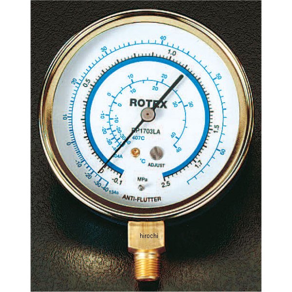 ゲージ径：φ80mm取付ねじ：1/8"NPT仕様：低圧用圧力範囲：-0.1から2.5MPaゼロ調整ねじ付R134a用蒸発温度目盛付000012002064　