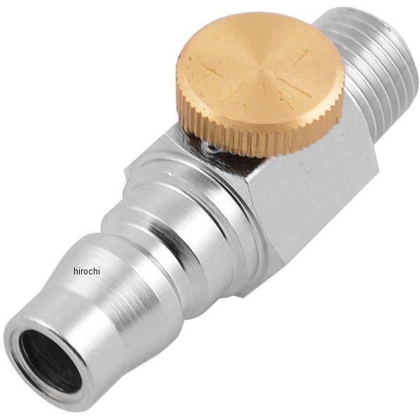 ●型:20型●材質:鋼鉄（クロムメッキ）、真鍮●取付ねじ:R（PT）1/4"●全長:50.5mm●重量:62g●使用圧力:1.0MPa●適用流体:空気●バルブ構造:片路開閉型●用途:エアーツール等の空気流量調節器として使用流量調整付0000...