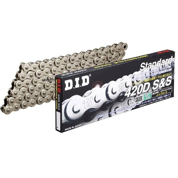 D.I.D 大同工業 チェーン 420D スタンダード シリーズチェーンサイズ:420リンク数:(70L)ジョイントタイプ:RJ(クリップ)カラー:シルバー信頼の100％日本製、冷間鍛造ソリッドブシュ採用で耐摩耗性能向上。安定した性能を発揮...