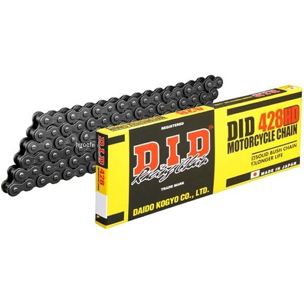 D.I.D 大同工業 チェーン 428HD スタンダード シリーズチェーンサイズ:428リンク数:(86L)ジョイントタイプ:RJ(クリップ)カラー:スチール428Dの強化版。20％以上の強度UPにより、重量物の配達を行うヘビーユーザーに対...