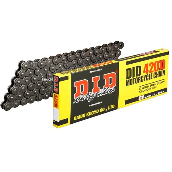 D.I.D 大同工業 チェーン 420D スタンダードシリーズチェーンサイズ:420リンク数:(94L)ジョイントタイプ:RJ(クリップ)カラー:スチール信頼の100％日本製、冷間鍛造ソリッドブシュ採用で耐摩耗性能向上。安定した性能を発揮す...