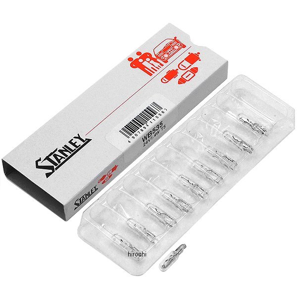 スタンレー STANLEY ウェッジバルブ色:クリア定格電圧:24V1.4W形状:T5口金:W2x4.6dタイプ:シングル球数量:10個入りWB535楽天 JP店　