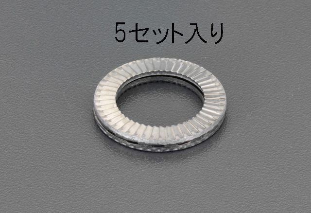 材質：ステンレス内径：13.0mm外径：19.5mm厚み：2.2mm入数：5セット振動や衝撃によるボルトのゆるみに耐えます。000012093093　