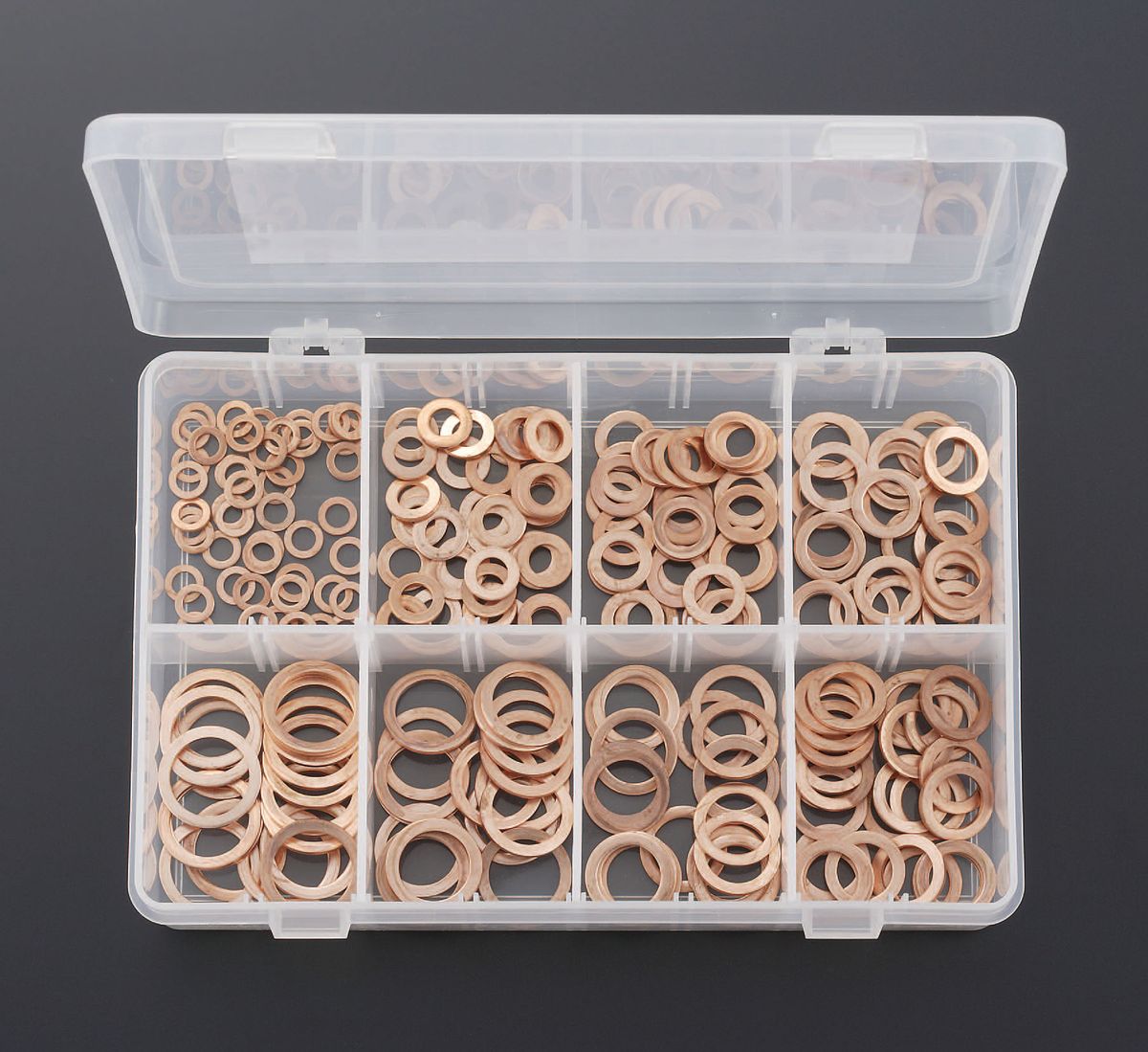 ●(セット内容):内径×外径×厚み（入数）:6×10×1.0mm(50)8×14×1.5mm(40)10×16×1.5mm(30)12×18×1.5mm(30)14×20×1.5mm(30)16×22×1.5mm(20)18×24×1.5m...