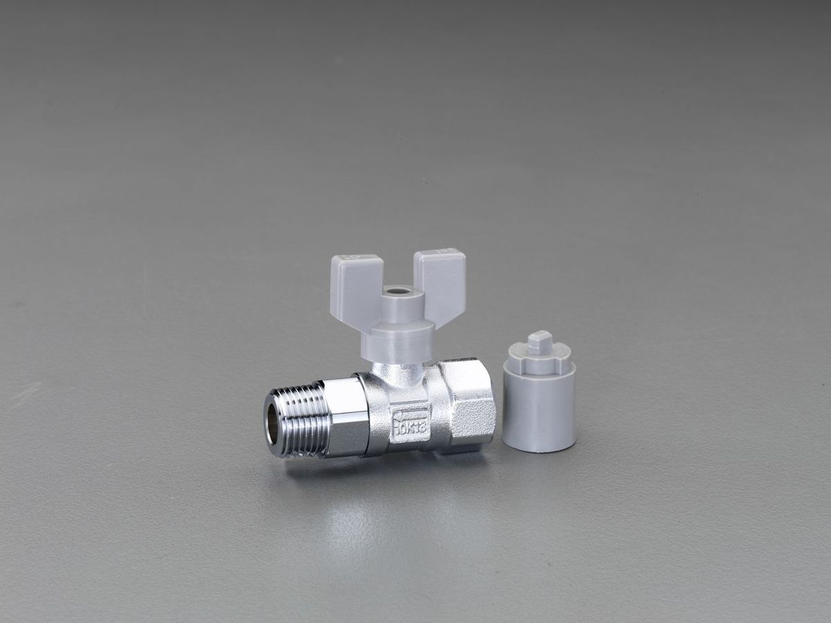 ●材質:黄銅●呼径:13●ねじサイズ:Rc1/2"×R1/2"●最高使用圧力:0.98MPa●使用温度:80°C●使用流体:上水道●サイズ:66×48.5mm●重量:205.5g首長ハンドル兼用タイプ（アタッチメント付）ワンタッチ着脱式ハン...