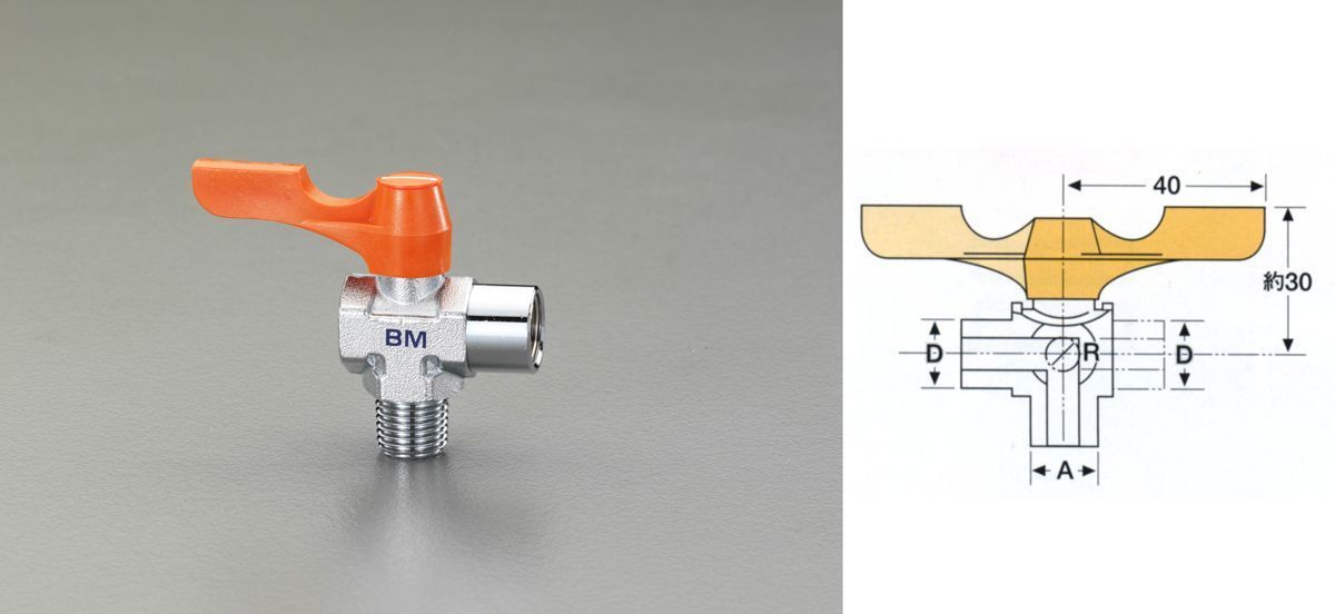 ●材質:真鍮●圧力:0.98MPa（10kgf//cm2）以下●温度:-10-80°C（凍結箇所を除く）●使用流体:空気・水・油●取付ねじ（A）:R(PT)1/4"●取付ねじ（D）:G(PF)1/4"メス●サイズ（R）:φ6mm●重量:73...