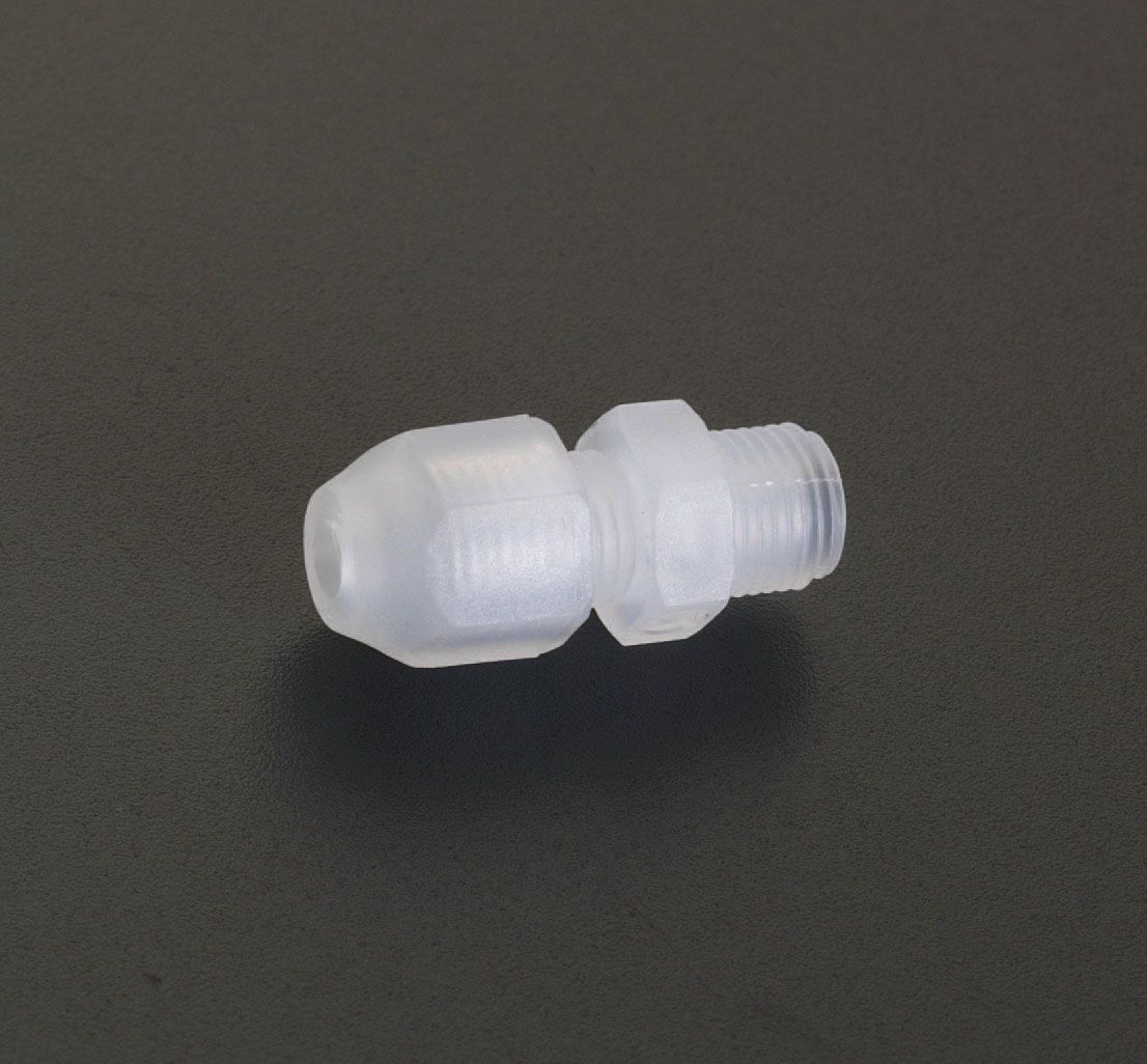 ●チューブサイズ:10mm●ねじサイズ:R（PT）3/8"●重量:7.3g●材質:ポリプロピレン(PP)耐薬品、耐腐食性に優れています。軽くてスリム。樹脂管用000012206489　
