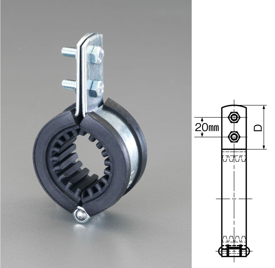 ●径称:40A●適合管外径:48.6mm●サイズ:D:45mm●材質:スチール(電気亜鉛メッキ)SGP管用10mmゴム付000012206765　