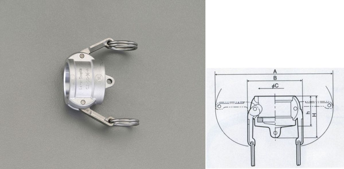 ●材質:アルミダイカスト(ADC12)●使用圧力:1.76MPa(18kgf//cm2)●使用温度:-30°C-70°C●呼び径:40（1・1/2")●サイズ(mm):A:191、B:89、C:54、h:49、H:69●重量:0.34kgシ...