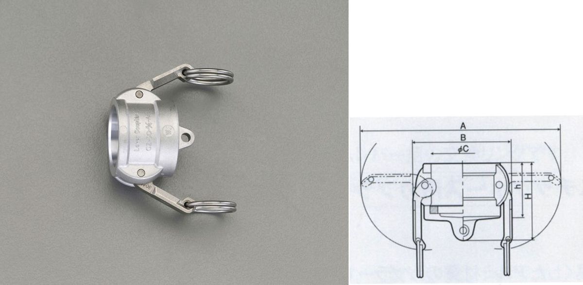 ●材質:アルミニウム鋳物(AC4C-T6)●使用圧力:1.08MPa(11kgf//cm2)●使用温度:-30°C-70°C●呼び径:65（2・1/2")●サイズ(mm):A:213、B:111、C:76、h:58、H:83●重量:0.54...