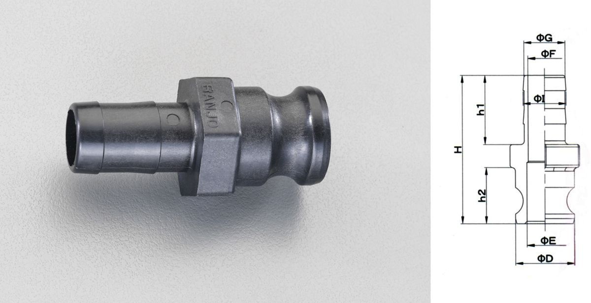 ●材質:ポリプロピレン●耐圧:0.69MPa（7kgf//cm2）●呼び径:50（2"）●ねじサイズ:PT2"●サイズ(mm):φD:63、φE:45、φF:40、φG:50、φI:52、h1:72、h2:48、H:130●重量:130g0...