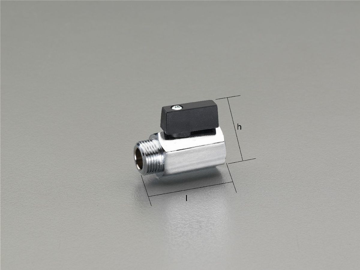 ●材質:本体:真鍮（ニッケルメッキ）、ボール:真鍮（クロムメッキ）、ハンドル:プラスチック、シール:PTFE●使用可能流体:空気・水●圧力:0.98MPa(10kgf//cm2)以下●使用温度:-10-90°C●ねじサイズ（オス×メス）:G...