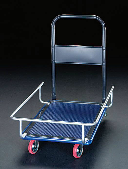 ●積載均等耐荷重:150kg●荷台サイズ:740×480mm●フレームサイズ:830×540mm●荷台材質:スチール●車輪径:100mm(ゴム車)●車輪:自在×2固定×2●重量:14.5kg●床高さ:145mm●フレーム高さ:290mm●押...