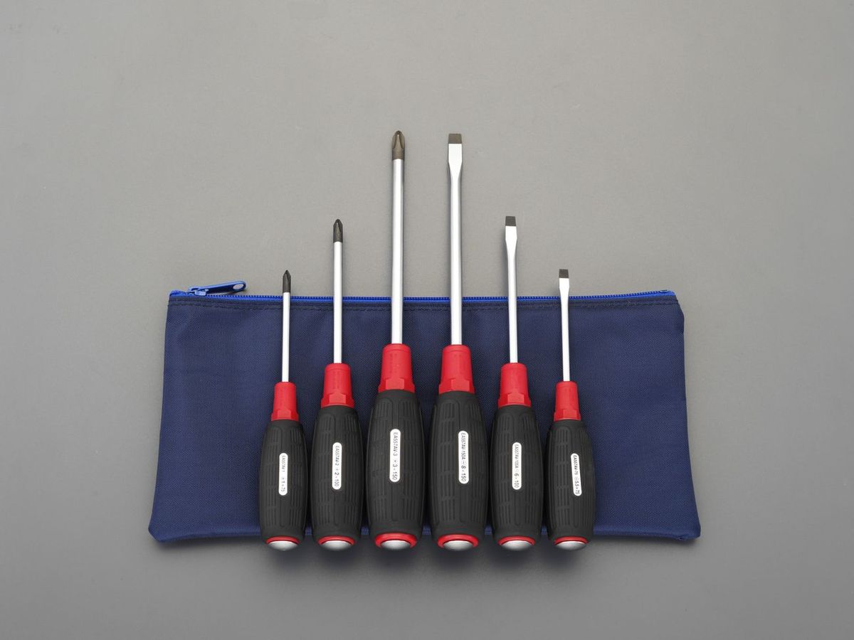 ●(セット内容)…6本組●(+)ドライバー…先端×軸径・軸長：＃1×5mm・75mm＃2×6mm・100mm＃3×8mm・150mm●(-)ドライバー…刃幅×刃厚・軸長×軸径：5.5×0.8mm・75×5mm6.0×0.9mm・100×6m...