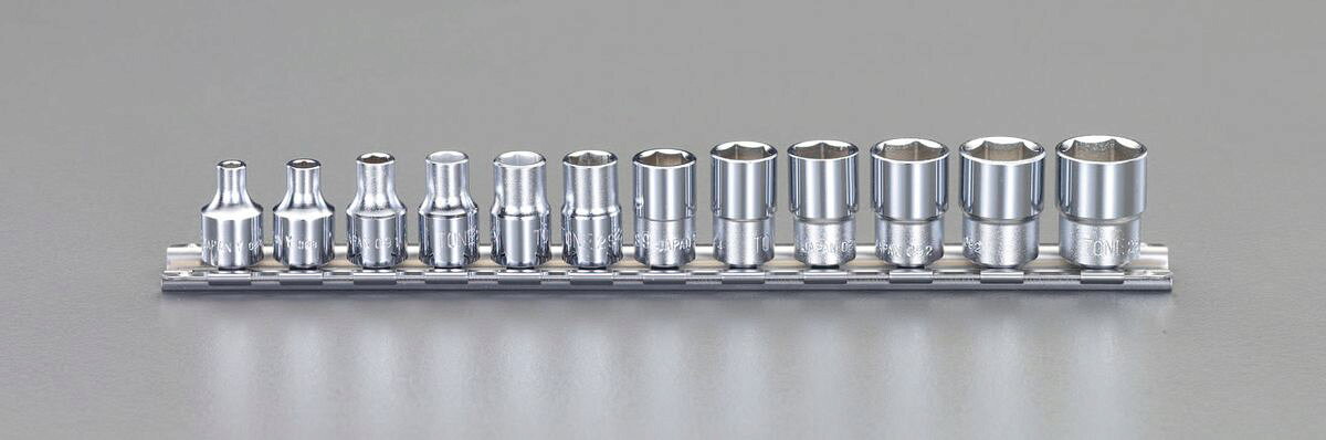●(セット内容)…12個組●差込角…1/4”●付属品…ソケットホルダー対辺：3mm、外径：6mm、全長：21mm対辺：4mm、外径：7mm、全長：21mm対辺：5mm、外径：8mm、全長：22mm対辺：6mm、外径：9mm、全長：22mm対...