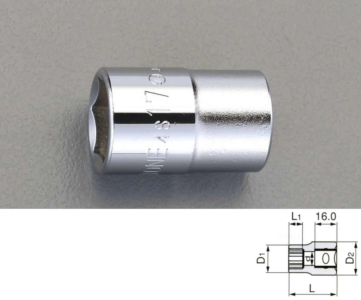 ●差込角…1/2インチ●対辺…27mm●サイズ…D1：36mm D2：29mm L1：19mm L(全長)：43.5mm d：22mm●重量…175g000012226995楽天 JP店　