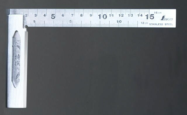 ●材質…ステンレス製●サイズ…177×18×94mm●重量…114g●角度精度…±0.1/100mm内外径の直角を利用し、加工材料や製品の直角の検査に使用します。15cm目盛付000012074020楽天 JP店　