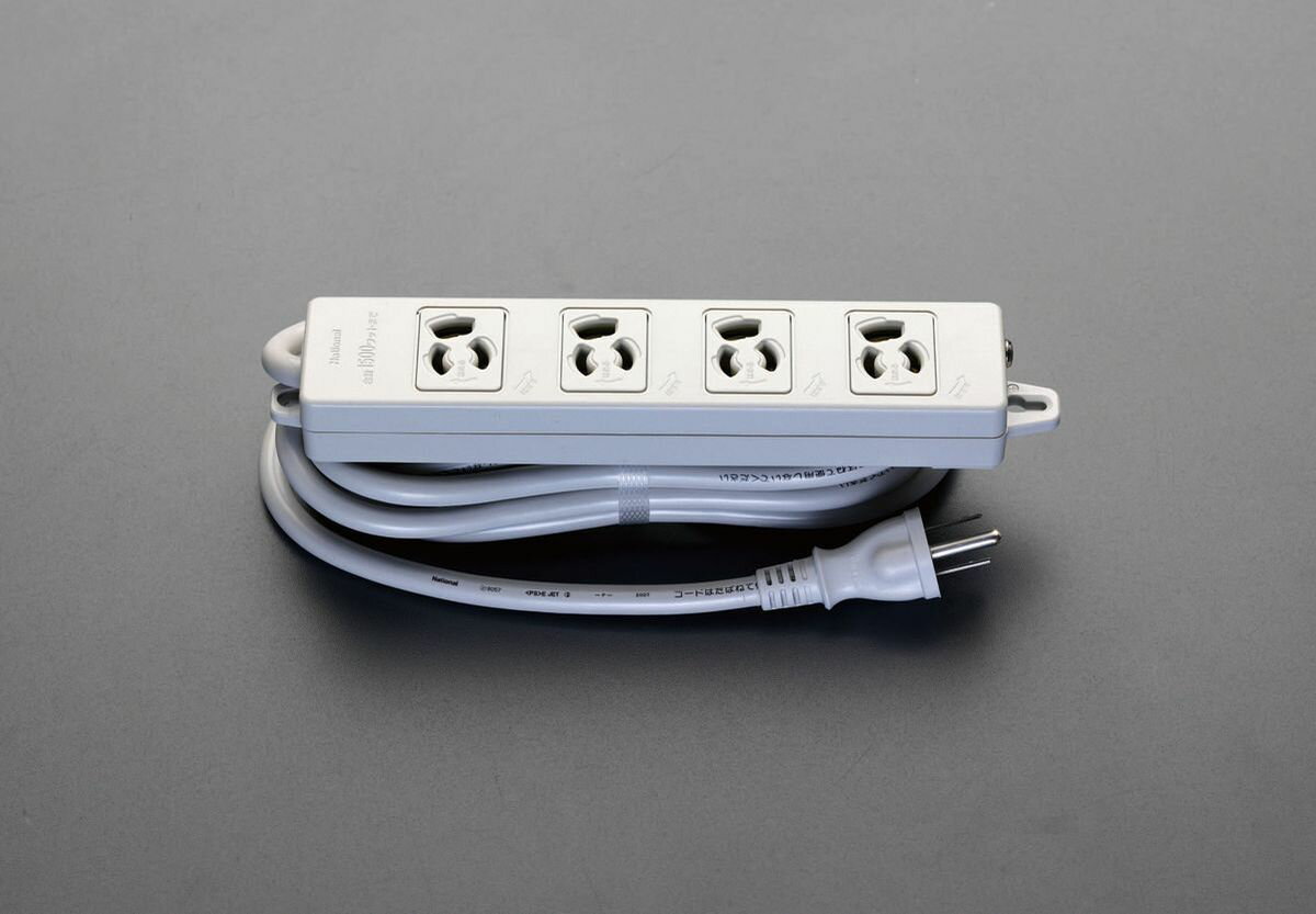 ●定格:15A・125V(1500W)●コンセント:2P×4個(接地型)●サイズ:44×201×26mm●重量:340g●コード長:1mマグネット付(取り外し可能)取付穴を使用して壁面への仮固定が可能(適用木ねじ　呼び径:2.4-3.1mm...