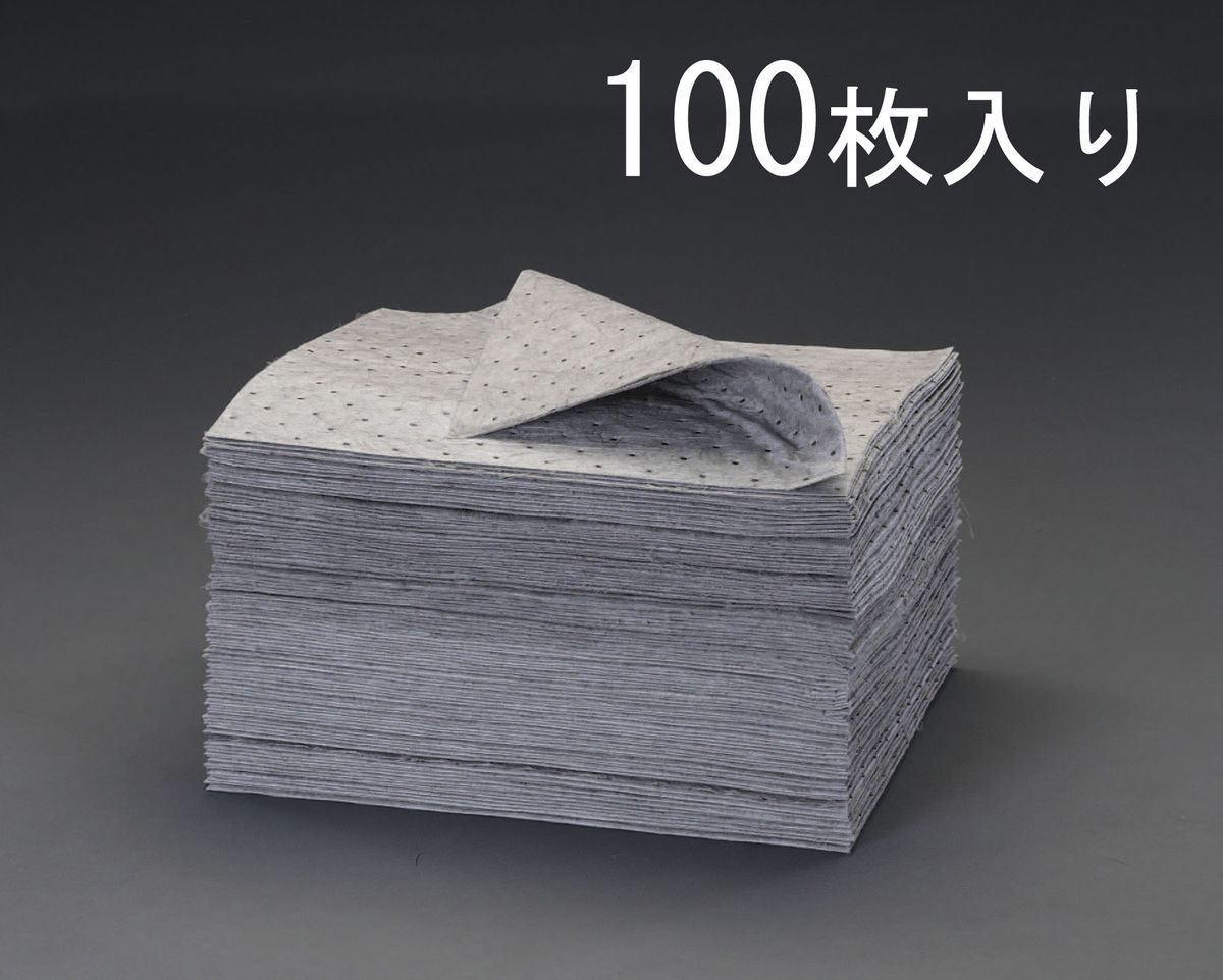 ●サイズ…380×480×2mm●材質…ポリプロピレン●吸収能力…83L/100枚●入数…100枚●梱包重量…4.78kg●梱包サイズ（箱の大きさ）…460×540×230mm油・液体専用ミシン目により手でカットできます。000012216...