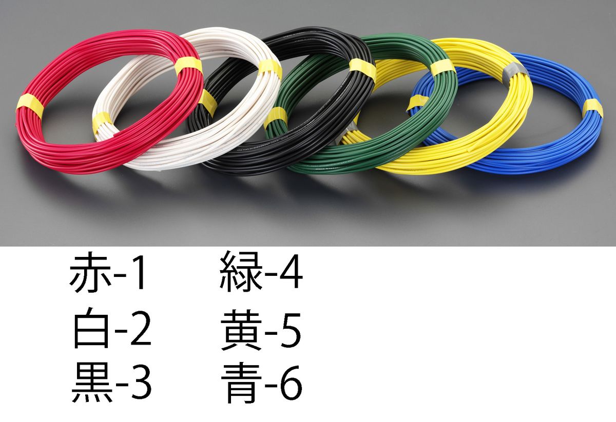 ●色:黒●長さ:20m●定格:19A 600V●公称断面積:1.25mm2●導体径構成:7本/0.45mm●導体径外径:約1.35mm●絶縁体厚さ:0.8mm●仕上り外径:約3.0mm●最大導体抵抗（20℃）:16.5Ω/km●材質:素線:...