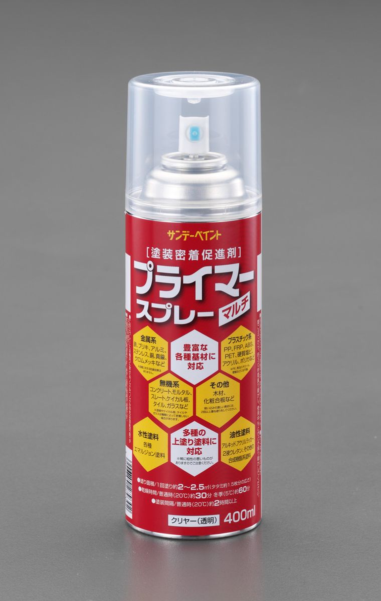 内容量：400ml乾燥時間（指触）：夏季(20℃)：約30分冬季(5℃)：約60分塗装間隔：夏季(20℃)：約2時間冬季(5℃)：約3時間塗り面積(1回塗り）：約2から2.5m2塗り面積(2回塗り）：約1から1.25m2用途：無機系：コンク...