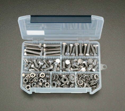 ●(セット内容):サイズ（入数）:M8×15（35）M8×20（30）M8×30（25）M8×40（20）ナットM8（65）ワッシャー（100）スプリングワッシャー（100）●材質:ステンレス●ケースサイズ:205×145×40mm並目ねじ...