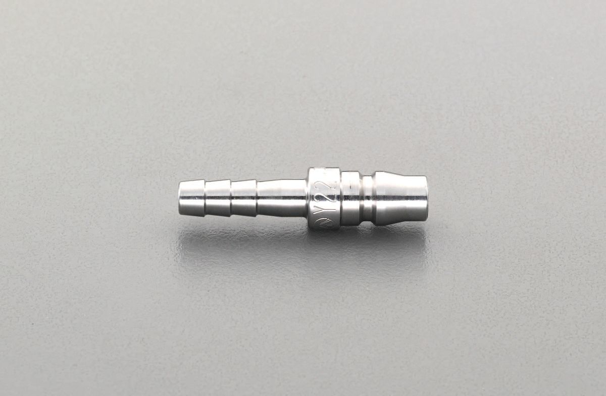 ●型:20型●材質:ステンレス●シール材質:ニトリルゴム●使用温度範囲:-20°C-+80°C●使用圧力:1.47MPa●タケノコ径:11mm●全長:58mm●適用流体:空気・水●バルブ構造:片路開閉型●重量:29g流体はソケット側からプラ...