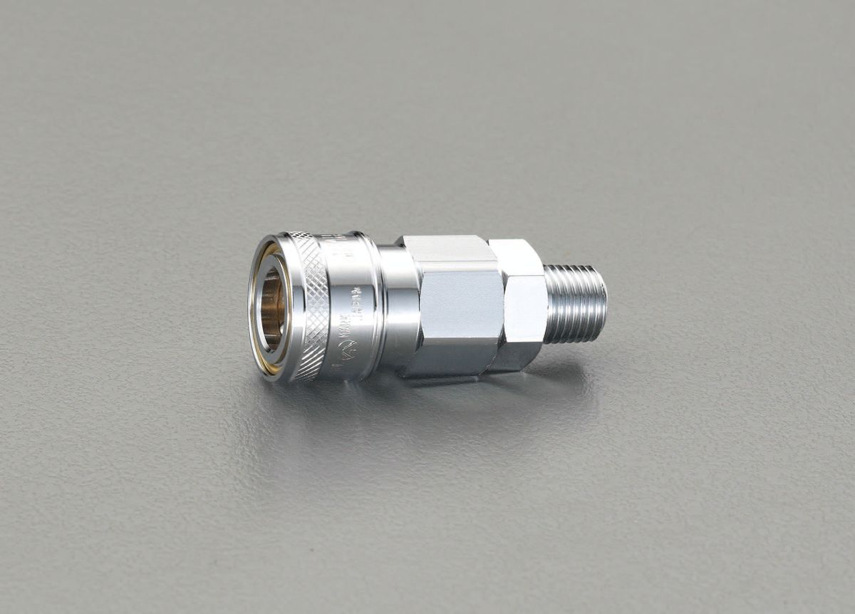 ●型:20型●使用圧力:0.98MPa●材質:鋼鉄(クロムメッキ)●ねじサイズ:R（PT）1/2"エアー用ワンプッシュ式000012050204　