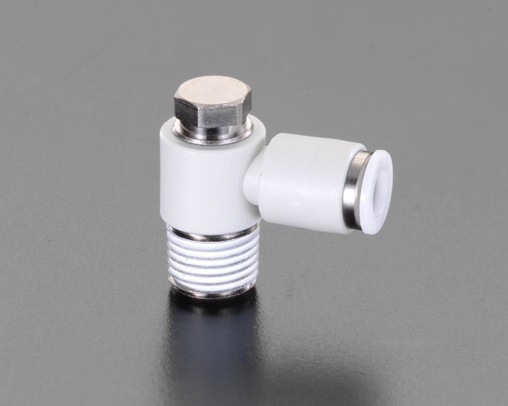 ●材質:樹脂(PBT)、真鍮●使用流体:空気●使用圧力:0-1MPa(0-10kgf//cm2)●使用温度:-15-60°C●チューブ外径:10mm●取付ねじ:R（PT）1/2"000012002319