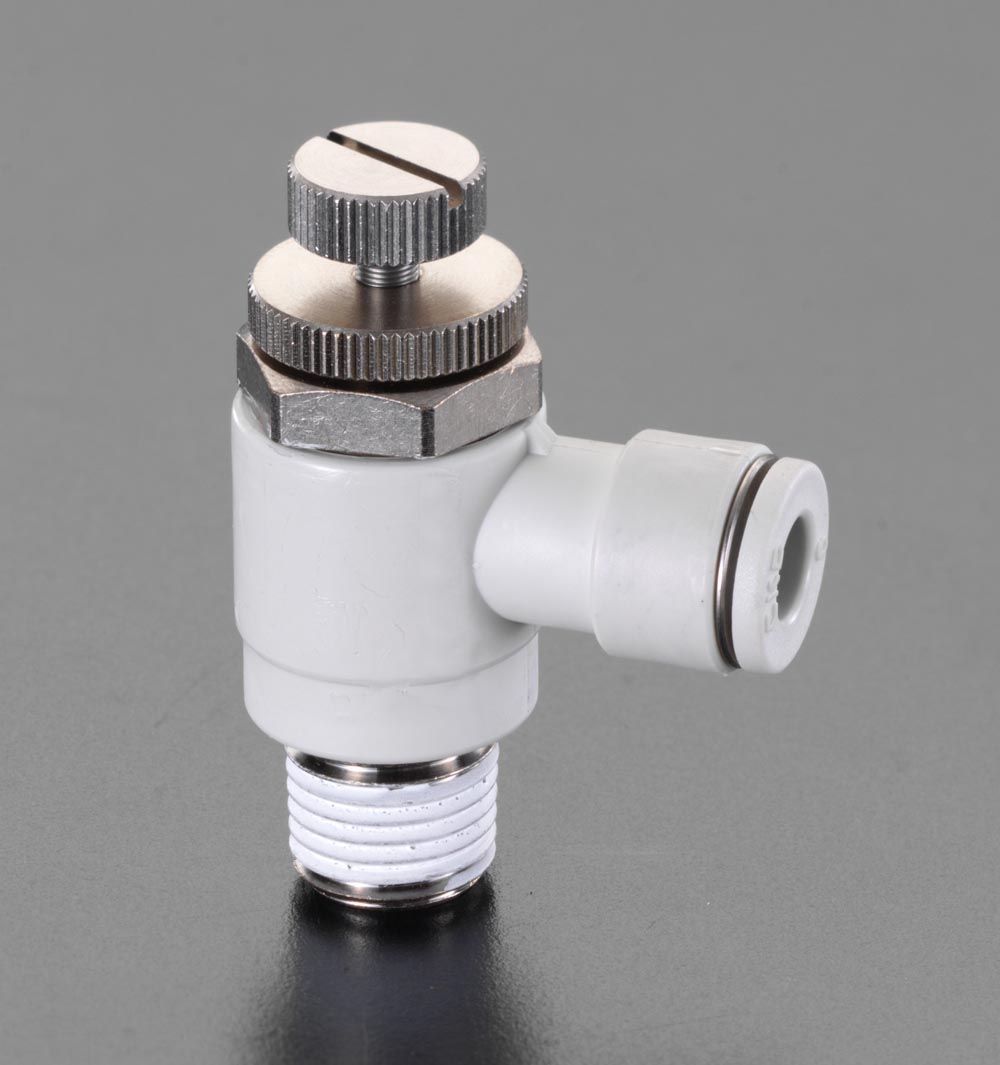 ●材質:真鍮、樹脂(PBT)●使用流体:空気●使用圧力:0.05-0.99MPa(0.5-9.9kgf//cm2)●使用温度:-10-60°C●チューブ外径:8mm●取付ねじ:R（PT）1/4"工具不要のワンタッチ継手。軽くチューブを押し込...