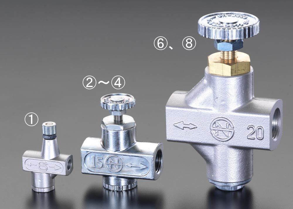 ●使用圧力:0-1.0MPa●耐圧力:1.5MPa●周囲温度:5-60°C●取付ねじ:Rc（PT）1/2"●重量:400gエアー用シリンダー、エアーモーター等の配管ポートに取り付け、流量調整によってアクチュエーター（作動部）の作動速度を制限...