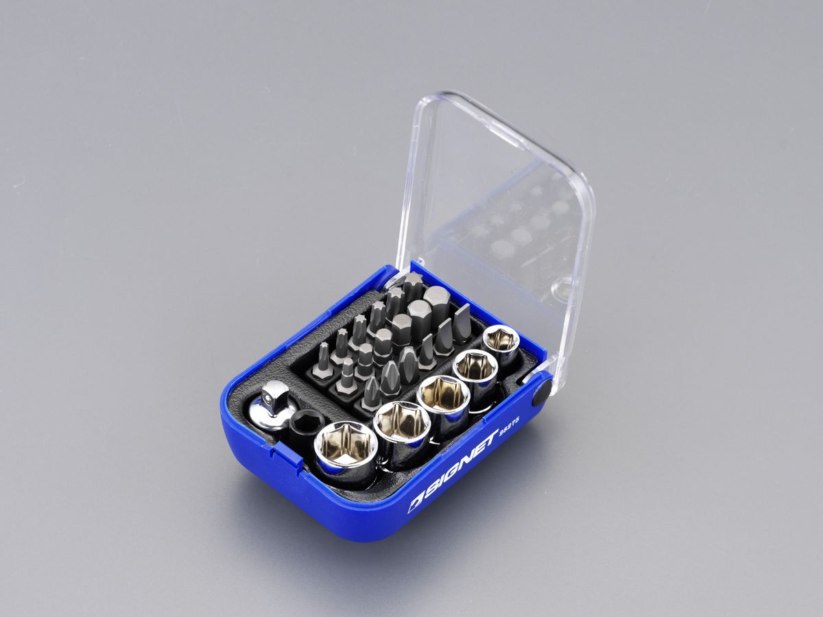 ●差込角…1/4”●ビット六角軸…1/4”●ソケット(6角)…8・10・12・13・14mm●(+)ビット…#1・#2・#3●(-)ビット…4×0.8・5.5×1・6.5×1.2mm●Hexビット…3・4・5・6・7・8mm●TORXビット...