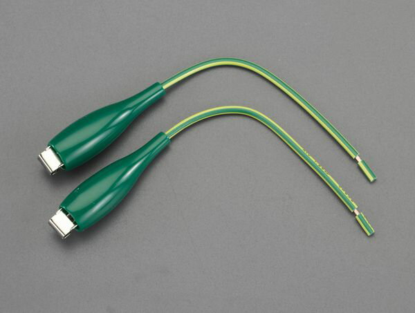絶縁耐圧：AC2000V1分以上リード線：1.25m全長：150mm片側5Aバッテリークリップ電源ケーブルのアース用及び、その補修用緑色2本入EA940DT-96楽天 JP店　