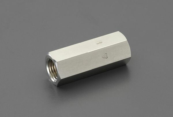 材質：真鍮最高使用圧力：2.0MPa耐圧力：3.0Mpaクラッキング圧力：0.007MPa周囲温度：0〜100℃使用流体：エアー・水Oリング材質：フッ素ゴム取付ねじ：Rc1/2”サイズ(mm)：27×70RoHS指令相当品EA153EG-2...