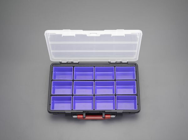 材質：本体：高耐衝撃性コポリマー樹脂、ハンドル：高耐衝撃性ABS樹脂サイズ：447×293×85(H)mmトレー：ブルー(12個)スライドロック方式仕切板15枚替トレーはEA508M-2EA508MD-42楽天 JP店　