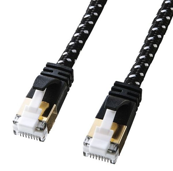 カラー：ブラック＆ホワイトケーブル長：2mコネクタ形状：RJ-45ツメ折れ防止シールドコネクタ(ツメ折れ防止カバー付き)ケーブル構造：より線二重シールド、ストレート全結線ケーブル直径：5.0mm対応伝送帯域：・カテゴリ7(10GBASE-T...