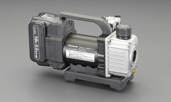 ローター方式：シングルステージサイズ：270(W)×165(D)×116(H)mm接続口：UNF1/2-20(5/16”フレア)重量：3.6kgバッテリー：DC18Vリチウムイオン電池モーター：60W排気速度：25.8L/分到達真空度：13...