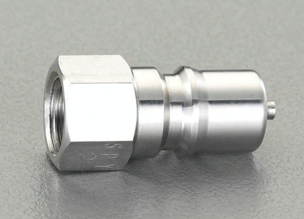 型：中圧型材質：SUS304取付ねじ：Rc1-1/2”常用圧力：3.0MPaオーリング(NBR)自動開閉バルブ内蔵中圧型のプラグ、ソケットは同ねじサイズのみしか適合しませんEA140AB-12楽天 JP店