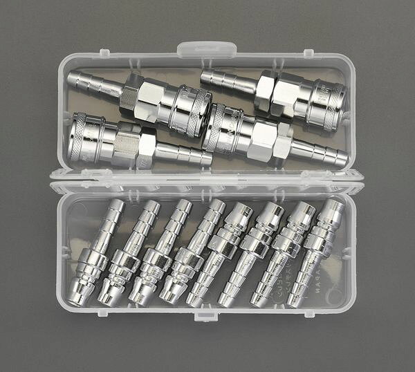 使用圧力：1.5MPa材質：鋼鉄、NBRタケノコ径：15mm〈セット内容〉：ソケット×4個、プラグ×6個ケース付EA140D-14楽天 JP店　