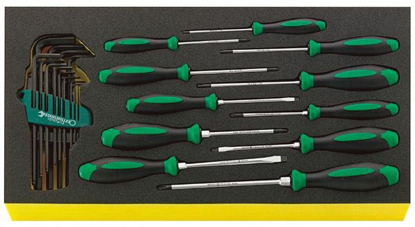 〈セット内容〉：24点トレーサイズ：460×250×60(H)mm(＋)ドライバー：#1×85mm、#2×100mm、#3×150mm(−)ドライバー：0.8×90mm、1.0×100mm、1.2×125mmTORXドライバー：T10×80...