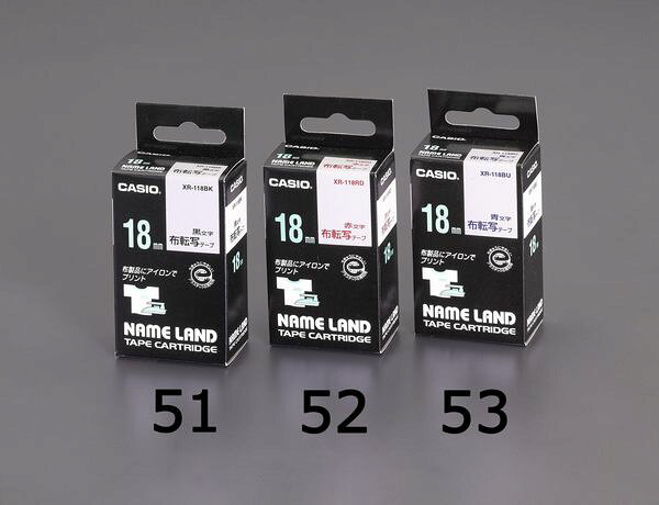 長さ：5m巻テープ色：ホワイトテープ幅：18mm文字色：黒アイロンを使用して、印字した文字を布地に転写します。テープ幅の合うものをお選び下さい。EA761DW-51楽天 JP店　