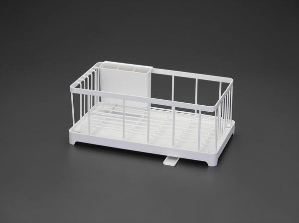 カラー：ツヤのあるホワイト重量：1.8kg材質：本体：スチール(ユニクロメッキ、粉体塗装)、トレー：ABS樹脂サイズ：420(W)×230(D)×170(H)mmカトラリーポケット付可動式排水口EA912J-54楽天 JP店　