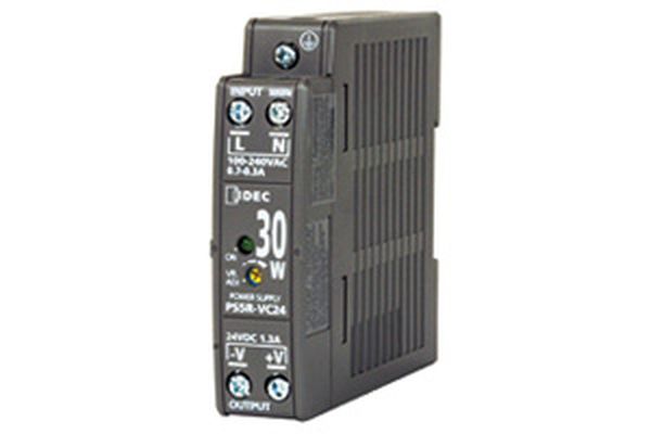 入力電圧：AC100〜240V(電圧範囲：AC85〜264V/DC100〜370V共用)出力容量：30Wサイズ：22.5 × 95 × 90mm出力電圧：DC24V出力電流：1.3A動作表示：LED(緑)端子：3.5mmスクリューアップ端子...