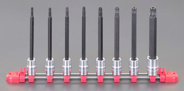 サイズ：T20・T25・T27・T30・T40・T45・T50・T55差込角：3/8”全長(mm)：128ソケットホルダー：10個用イジリ止付入数：1STEA618PS-600楽天 JP店　