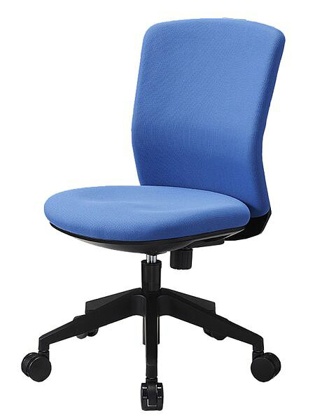 サイズ：560(W)×580(D)×830〜920(H)mm重量：9.2kg脚幅：560mm材質：脚部：ガラス繊維強化ナイロン キャスター：ナイロンキャスター：自在×5個カラー：ブルー布張り背もたれロッキング、ガス式上下調節機構モールドウレ...