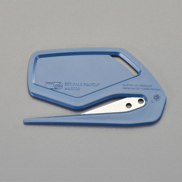 用途：使い捨てシートカッター材質：刃：ステンレス 本体：金属探知プラスチック全長：75mm刃幅：7mm刃厚：0.27mm刃長：28mmシート厚切断能力：3mm重量：9.4g金属探知ができる材質のため食品工場等の厳重な管理を必要とする現場でも...
