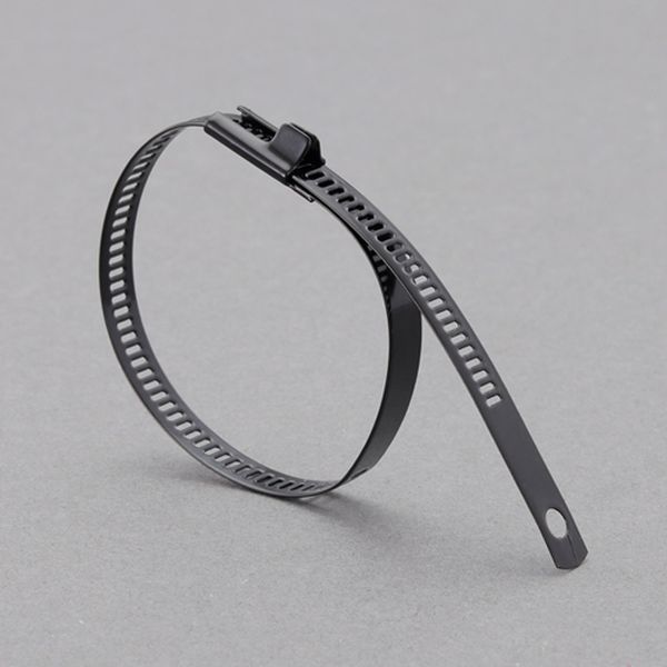 全長(mm)：150幅(mm)：7最大径(mm)：35入数(本)：10材質：SUS316厚み(mm)：0.4ナイロンコーティング付穴あきタイプ素早く固定出来、長さ調整が可能結束ツールはEA475TM-13を使用して下さい。000012330...