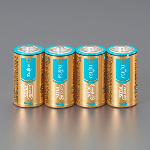 メーカー：富士通（FUJITSU）型番：LR20LP種類：単1形 1.5V入数：4本サイズ：φ34.2×61.5mm重量：125g(1本)小電流機器から中電流機器に適しています。 漏液防止構造で、安全性を向上しました。トリプルブロックで、保...